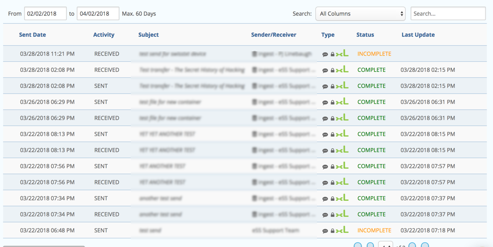 transaction history – eSecureSend